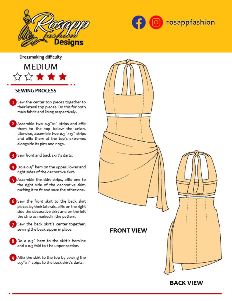 Favor PDF Digital Sewing Pattern for Women Dress / Halter Neck ...