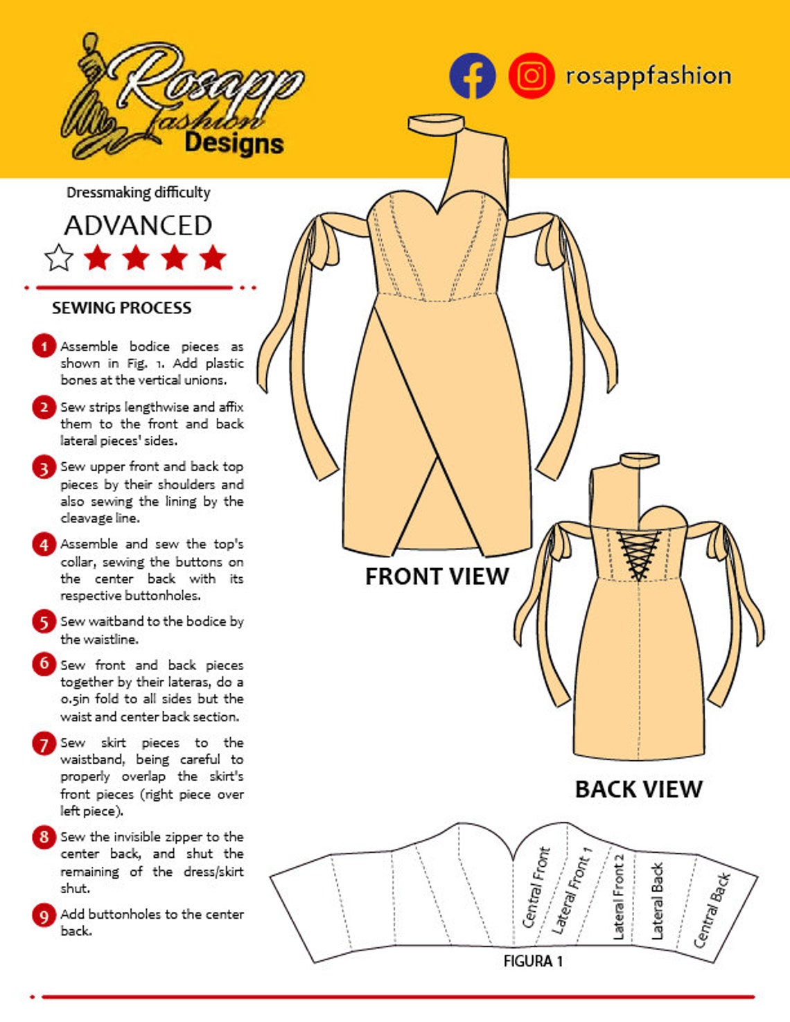 Luxurious Bustier Sewing Pattern for Women Dress/one Shoulder/front ...
