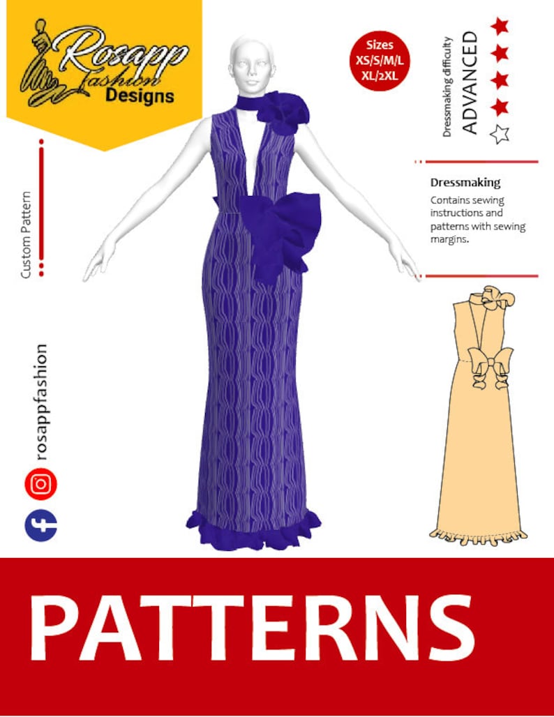 Simplicity Mermaid Sewing Dress for Women/sleeveless/v-neckline/floor ...