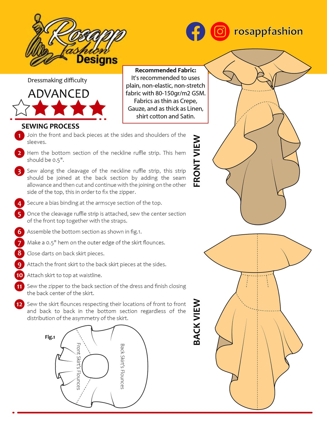 Tyler Flounces High Low Sewing Pattern/off Shoulder/s-2xl/instant ...