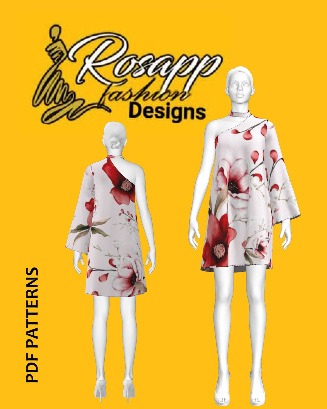 Bright Kaftan One Shoulder Pdf Sewing Pattern/above the Knee/ S-2xl ...