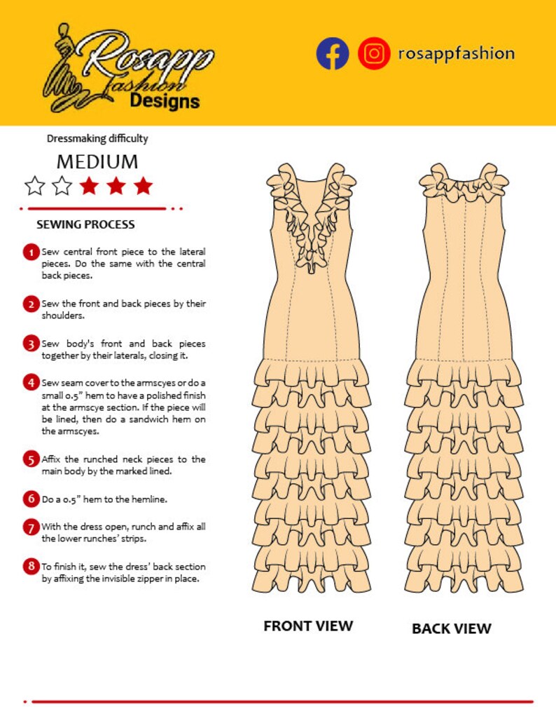 Elegant Sewing Pattern for Women Dress /sleeveless/v-neckline/floor ...