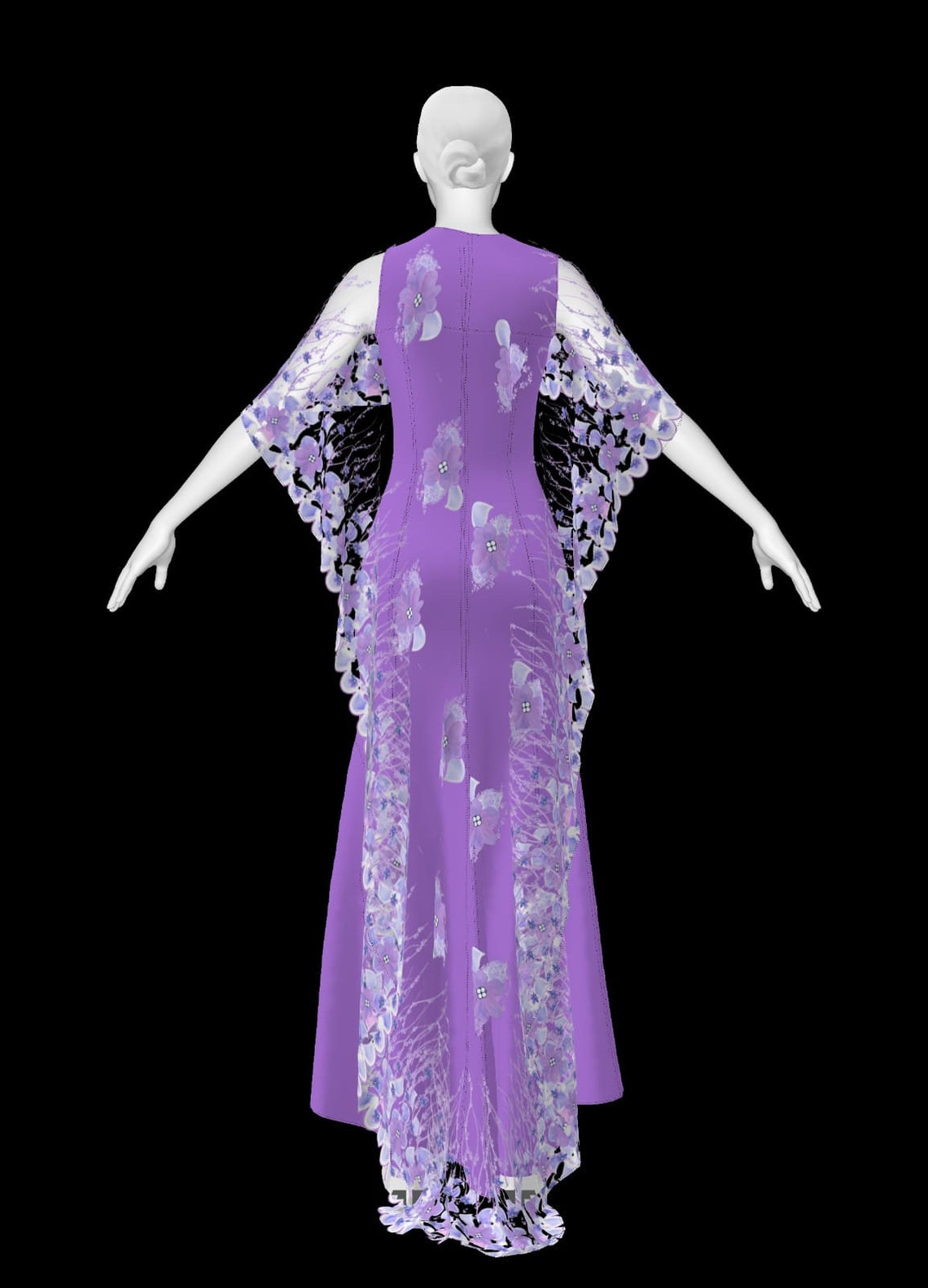 Long Cape Back Sewing Pattern for Women /floor Length / Neckline Round ...