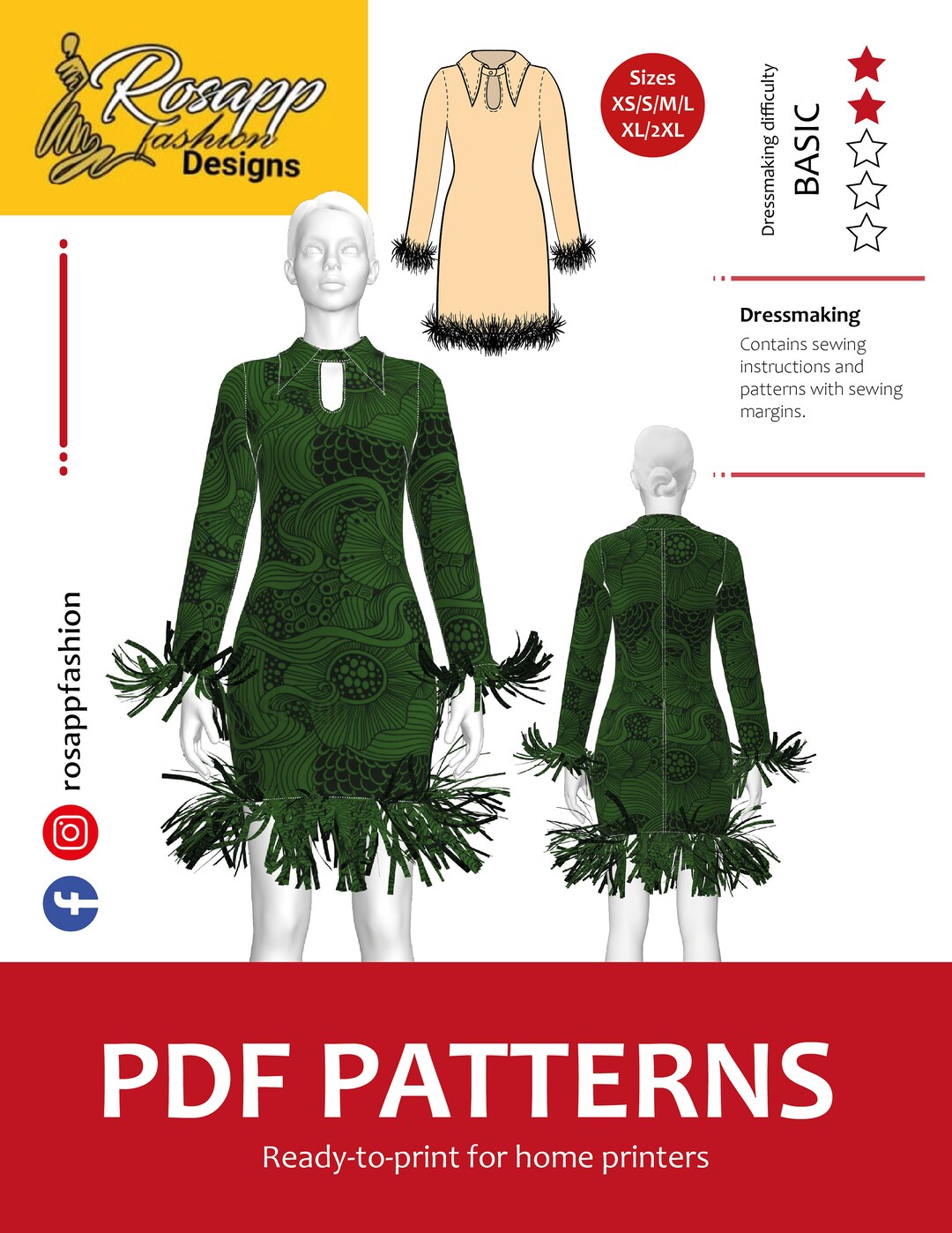 Preserve Pencil Sewing Pattern Women Dress/long Sleeve/above Knee/s-2xl ...