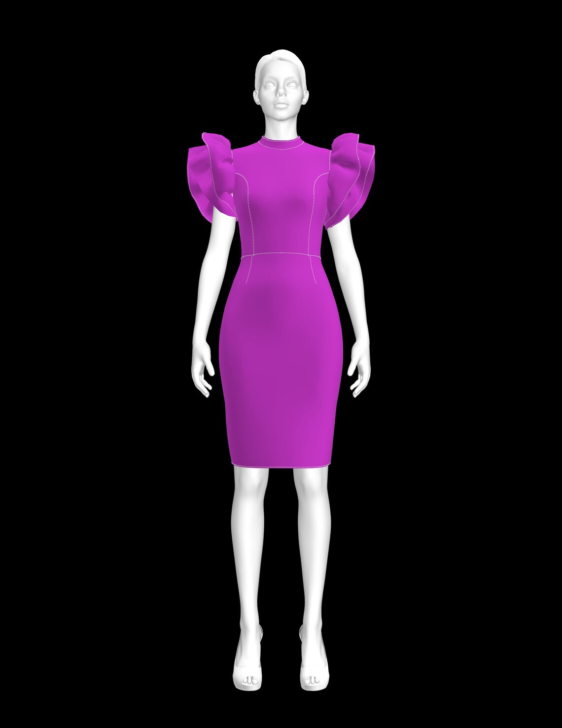 Brighten Pencil Dress/pdf Digital Sewing Pattern/flounces Sleeve/round ...