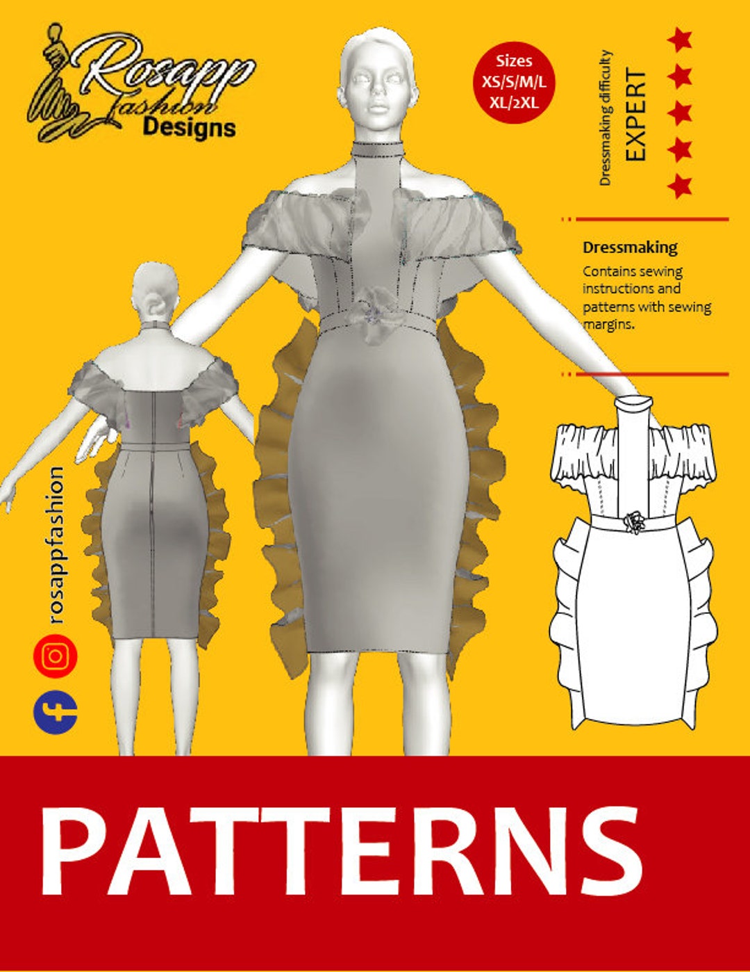 Charm Sewing Pattern for Women Dress/pdf Easy Digital Instant Download ...