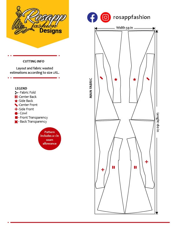 Long Cape Back Sewing Pattern for Women /floor Length / Neckline Round ...