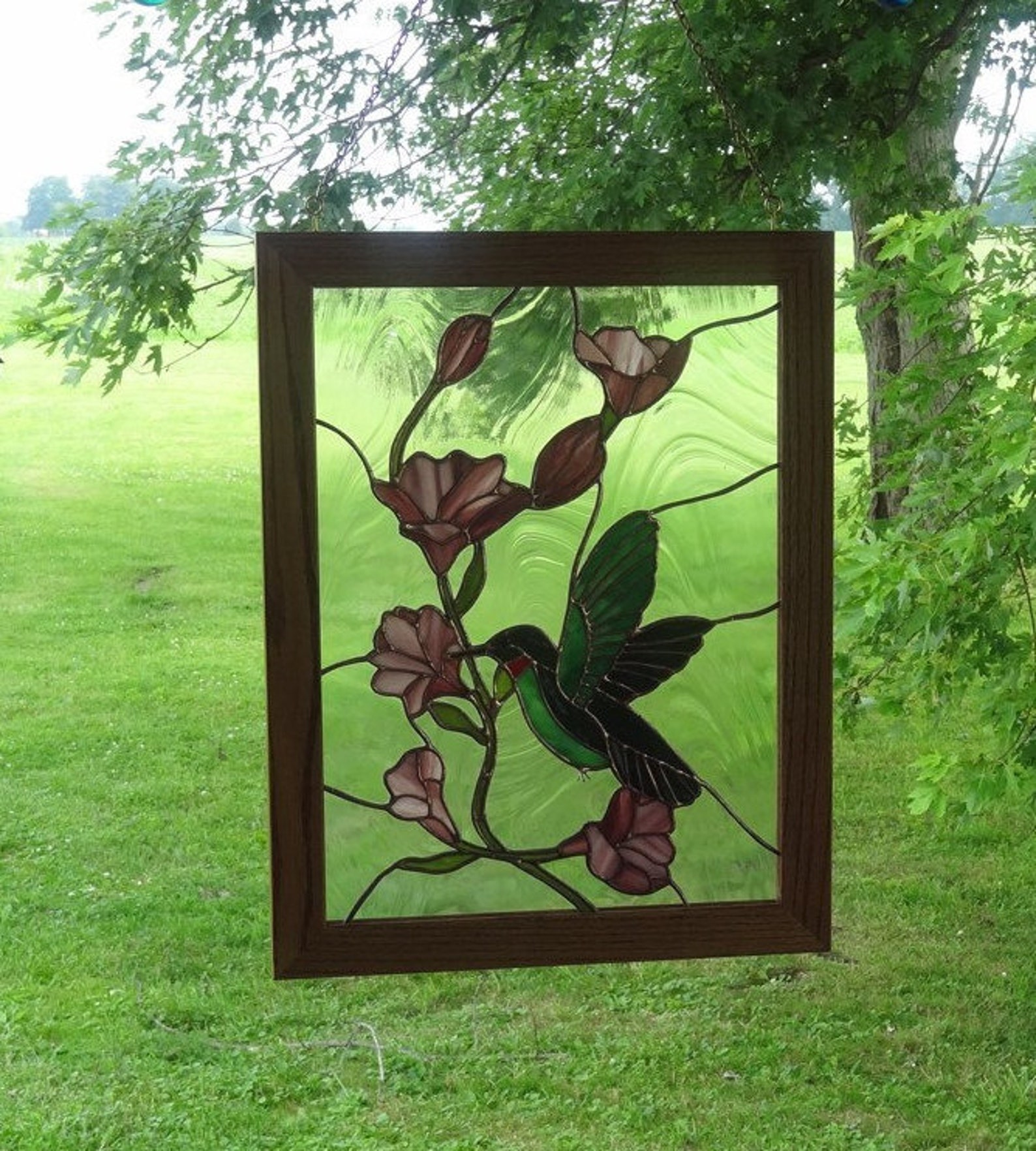 Hummingbird Stained Glass Hummingbird Flower Panel Ruby Throat - Etsy