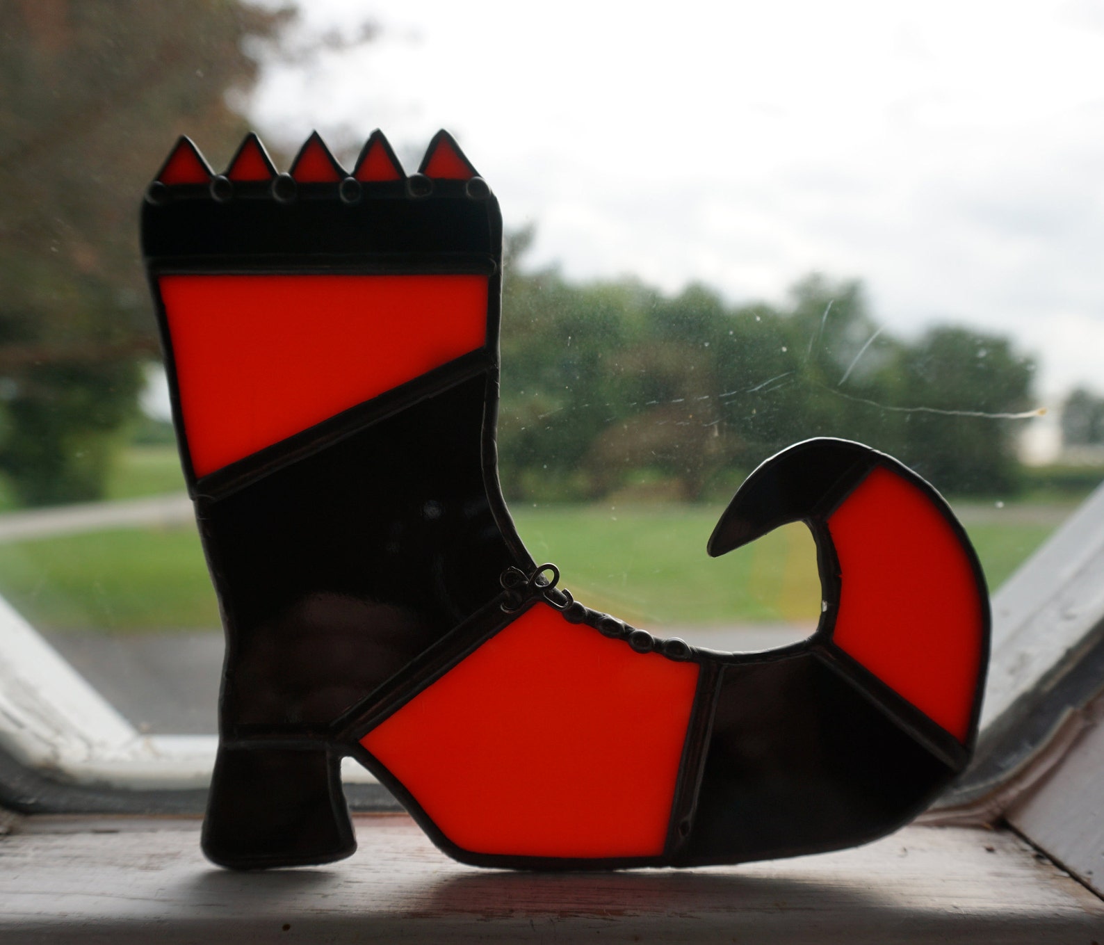 Stained Glass Witch's Shoe Stained Glass Witch Boot - Etsy