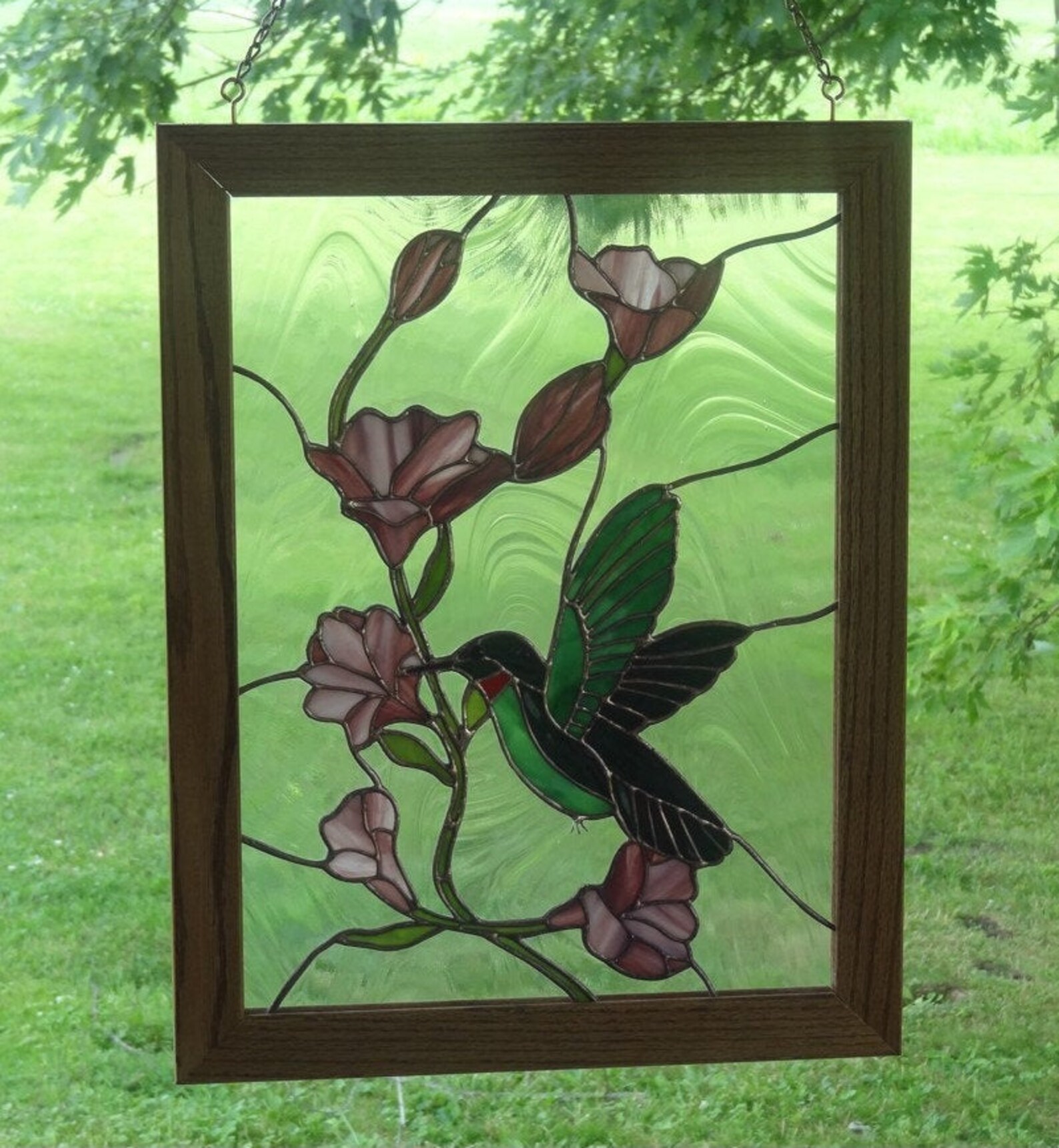 Hummingbird Stained Glass Hummingbird Flower Panel Ruby Throat | Etsy