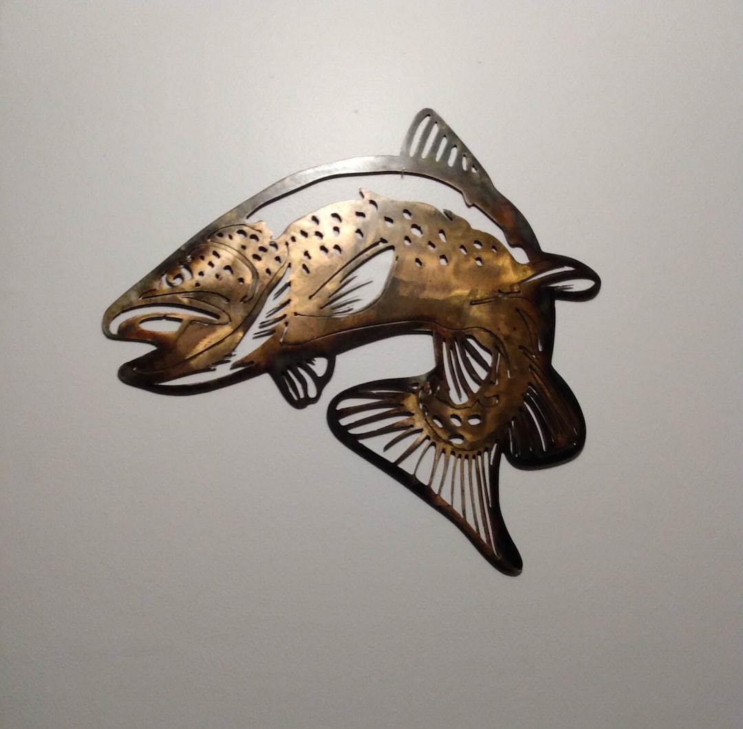 Trout Fishing Metal Art Trout Fly Fishing - Etsy