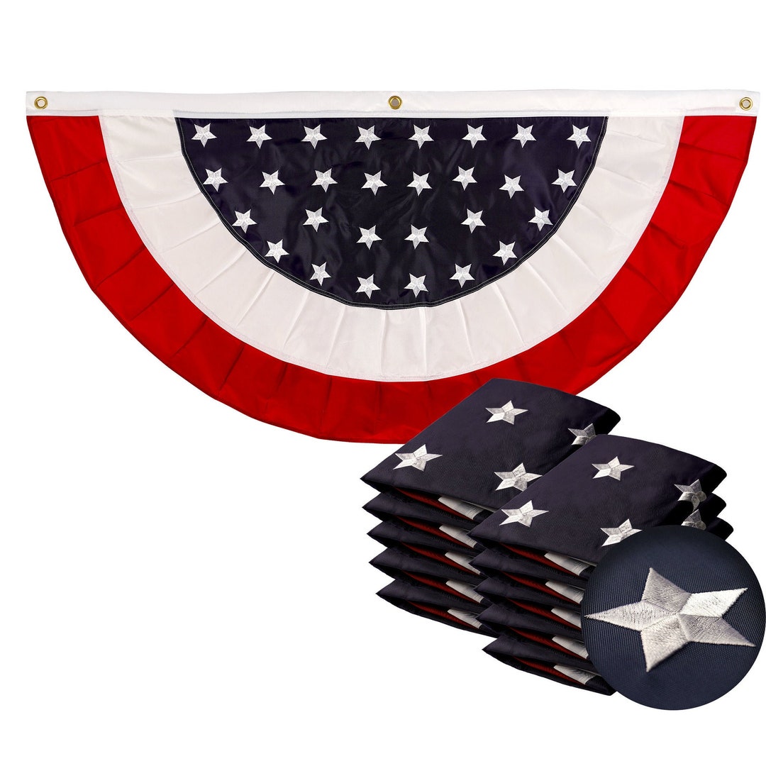 10 Pack USA Pleated Fan Flag: Embroidered Stars & Stripes, 2x4 FT - Etsy