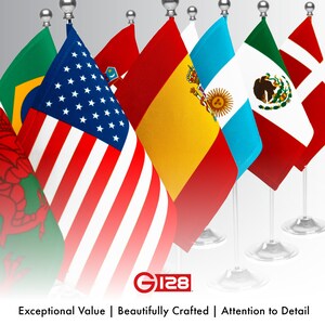 G128 Spain Spanish Deluxe Desk Flag Set | 8.5x5.5 in | Printed 300D ...