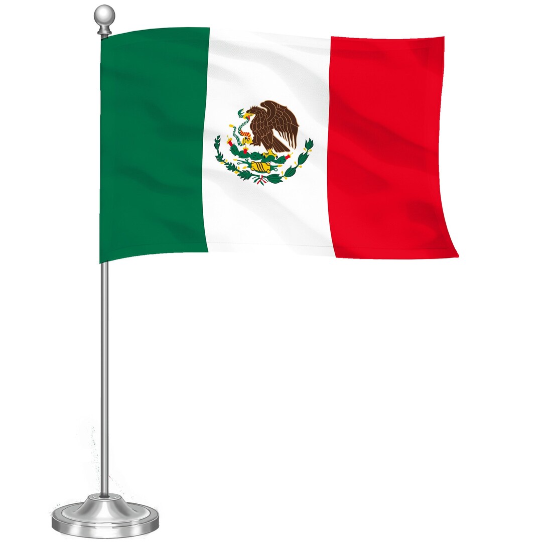 G128 Mexico Mexican Deluxe Desk Flag Set | 8.5x5.5 in | Printed 300D ...
