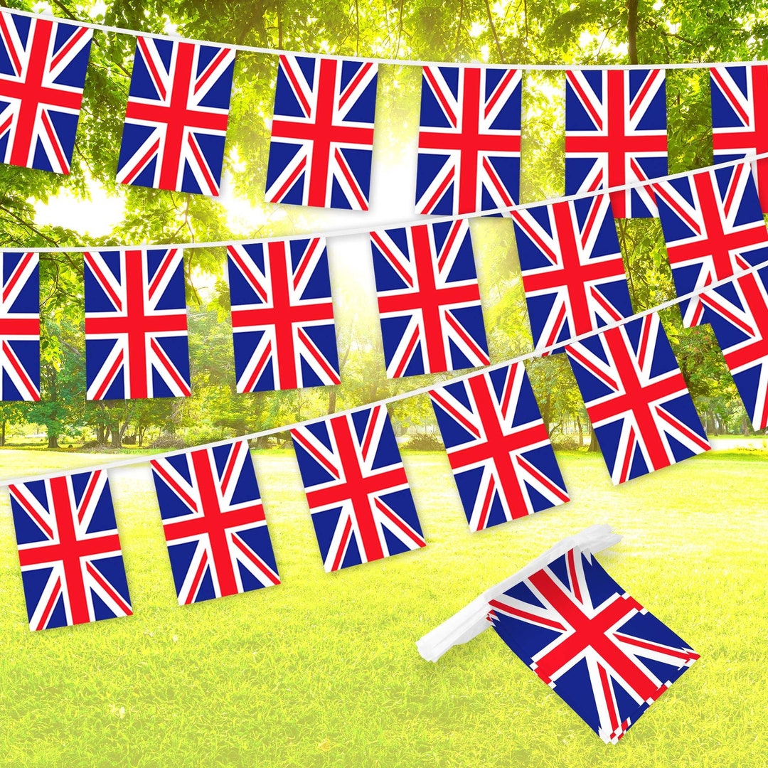 UK Flag Bunting Banner: 33 Ft Polyester Union Jack Decorations - Etsy