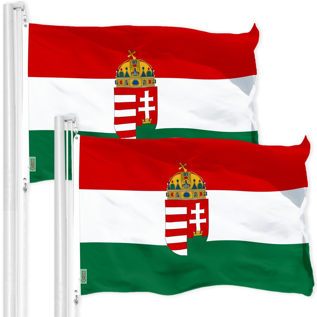 G128 2 Pack: Hungary Coat of Arms Flag | 3x5 Ft | Printed 300D ...