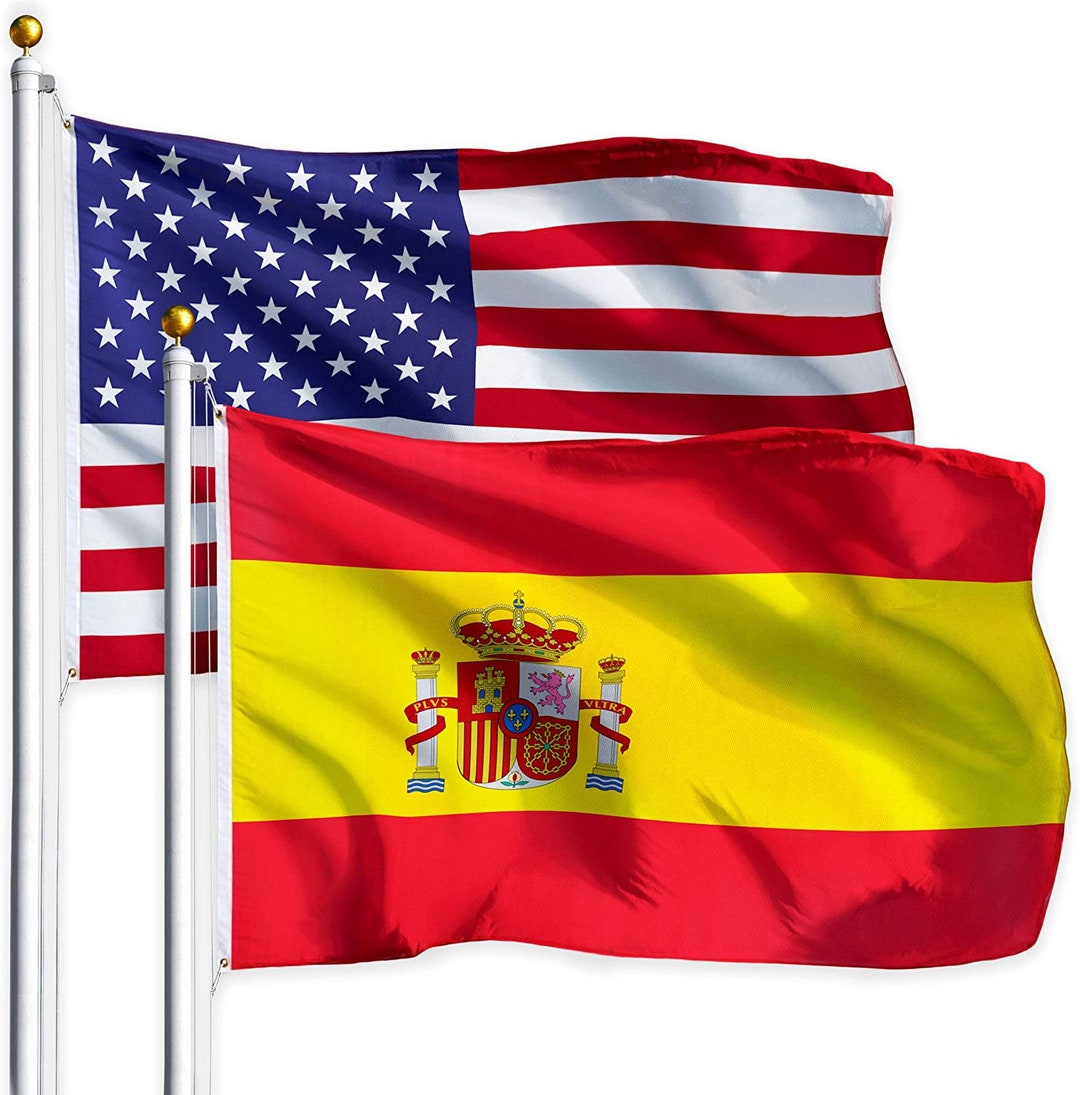 G128 Combo Pack: USA American Flag 3x5 Ft 75d Printed Stars & Spain ...