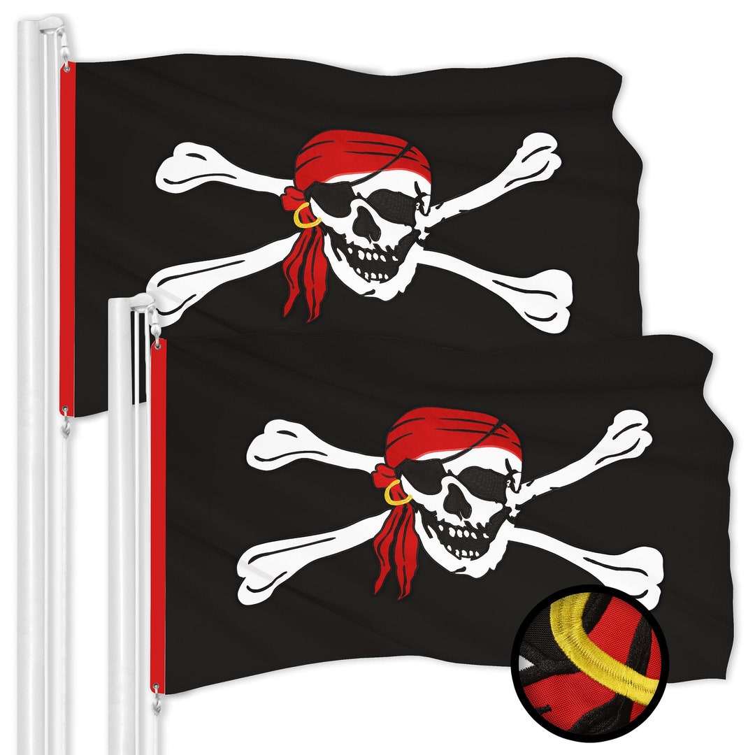 G128 2 Pack: Pirate Jolly Roger Red Head Scarf Flag | 2x3 Ft ...