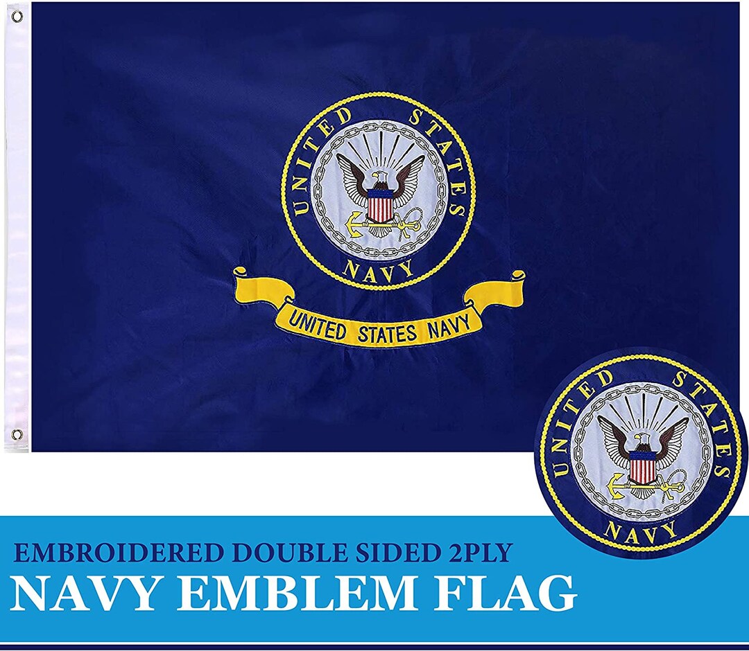 G128 US Navy Flag Navy Emblem Navy Seal Logo Double Sided Embroidered ...