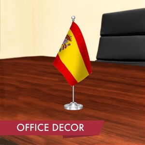 G128 Spain Spanish Deluxe Desk Flag Set | 8.5x5.5 in | Printed 300D ...
