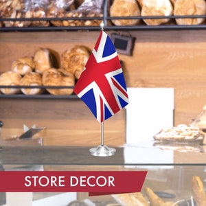 G128 United Kingdom UK Deluxe Desk Flag Set 8.5x5.5 in Printed 300D ...