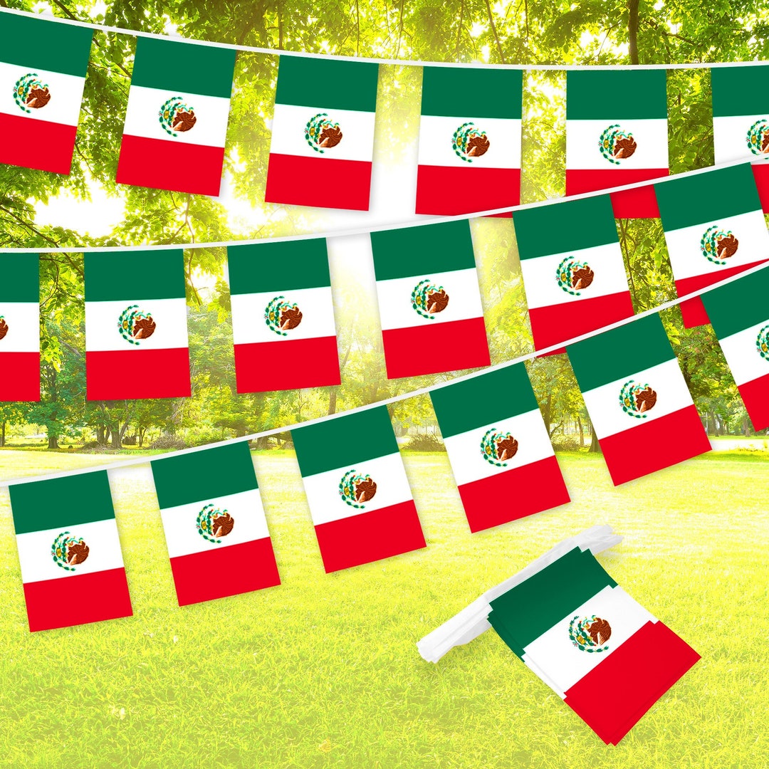 G128 Mexico Mexican Bunting Banner | Flag 8.2 X 5.5 Inch, Full String ...