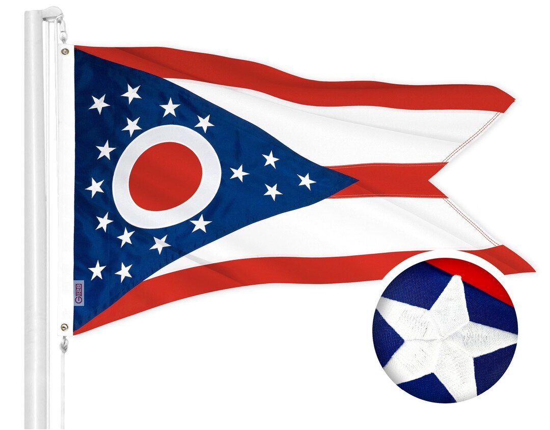 G128 Ohio OH State Flag | 1x1.5 Ft | Toughweave Series Embroidered 300D ...