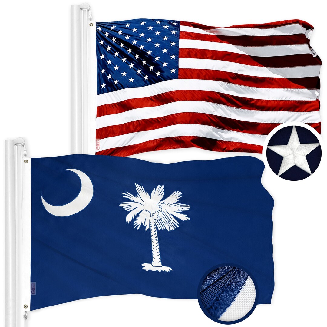 G128 Combo Pack: American USA Flag 2x3 Ft & South Carolina SC State ...