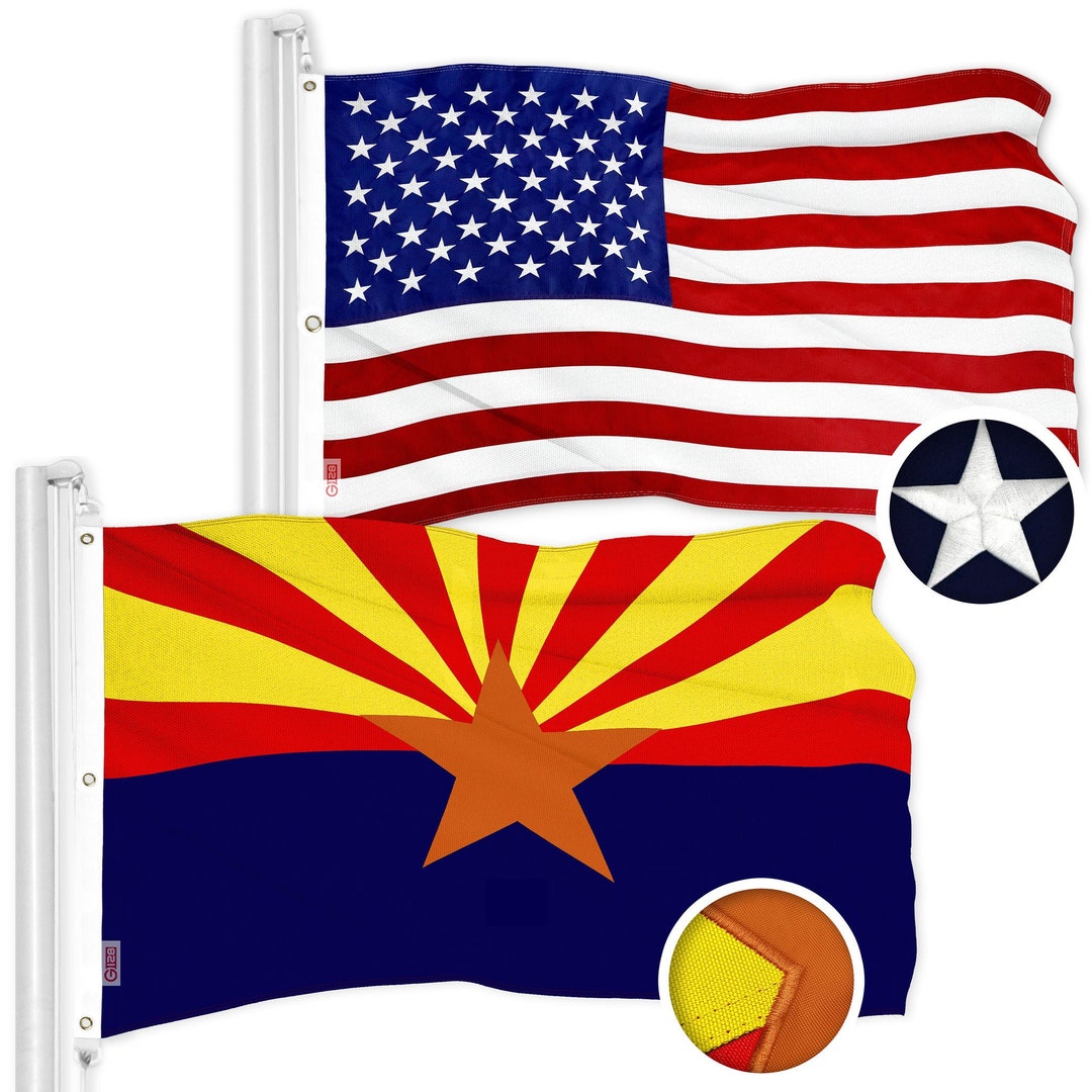 Embroidered USA & Arizona Flag Set: 6x10 Ft Polyester - Etsy