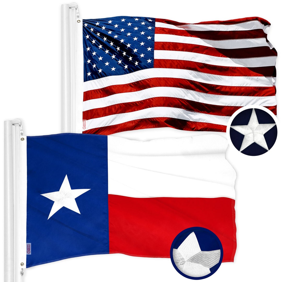 G128 Combo Pack: American USA Flag 20x30 in & Texas TX State Flag 20x30 ...