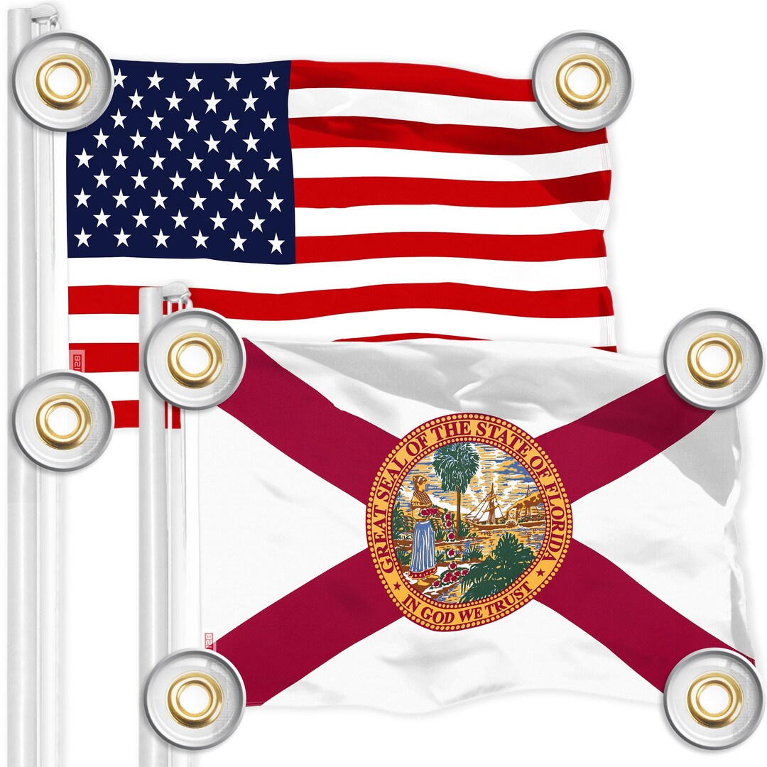 G128 Combo Pack: American USA Flag 3x5 Ft & Florida FL State Flag 3x5 ...