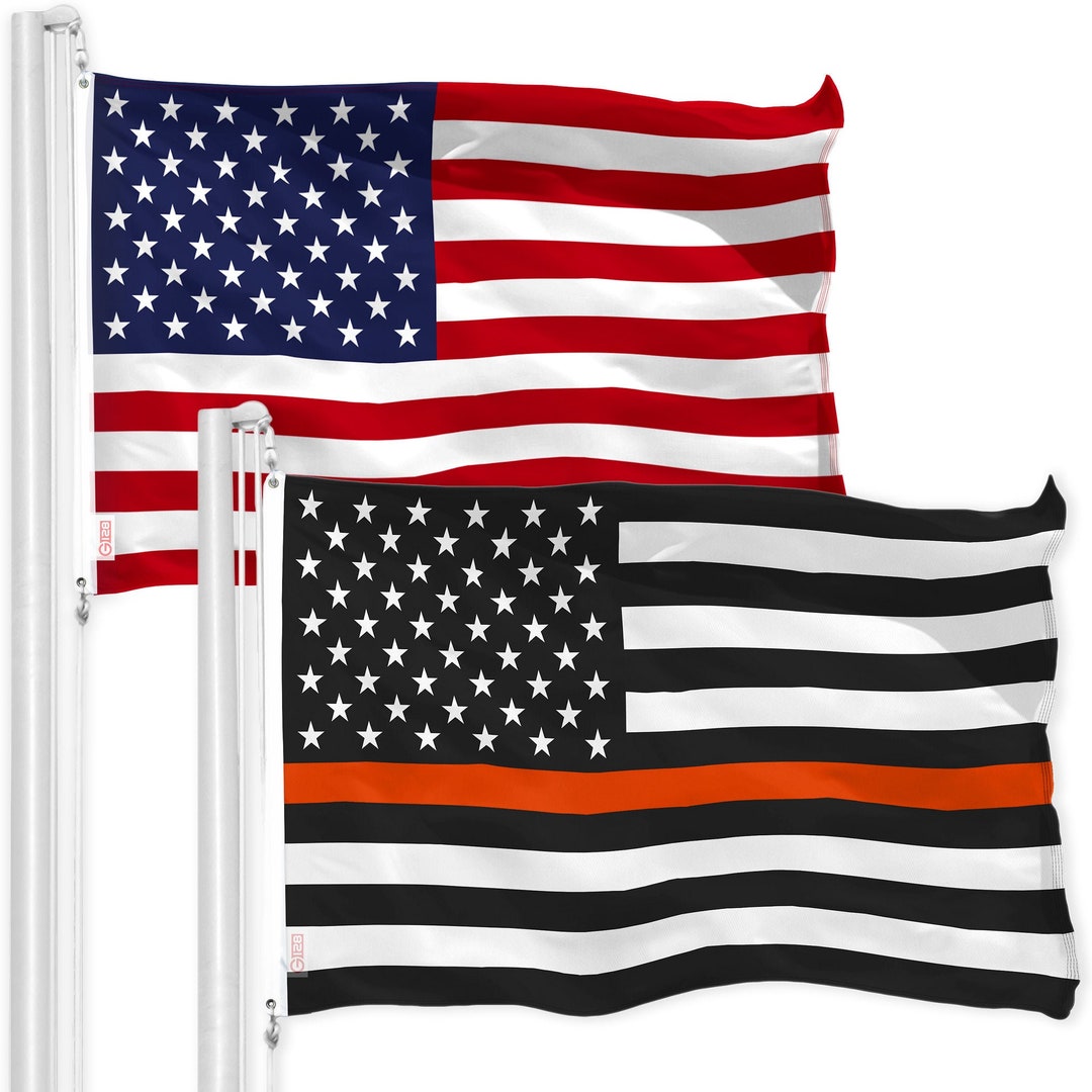 American Flag & Thin Orange Line Flag Combo: 3x5 FT, Vibrant Colors - Etsy