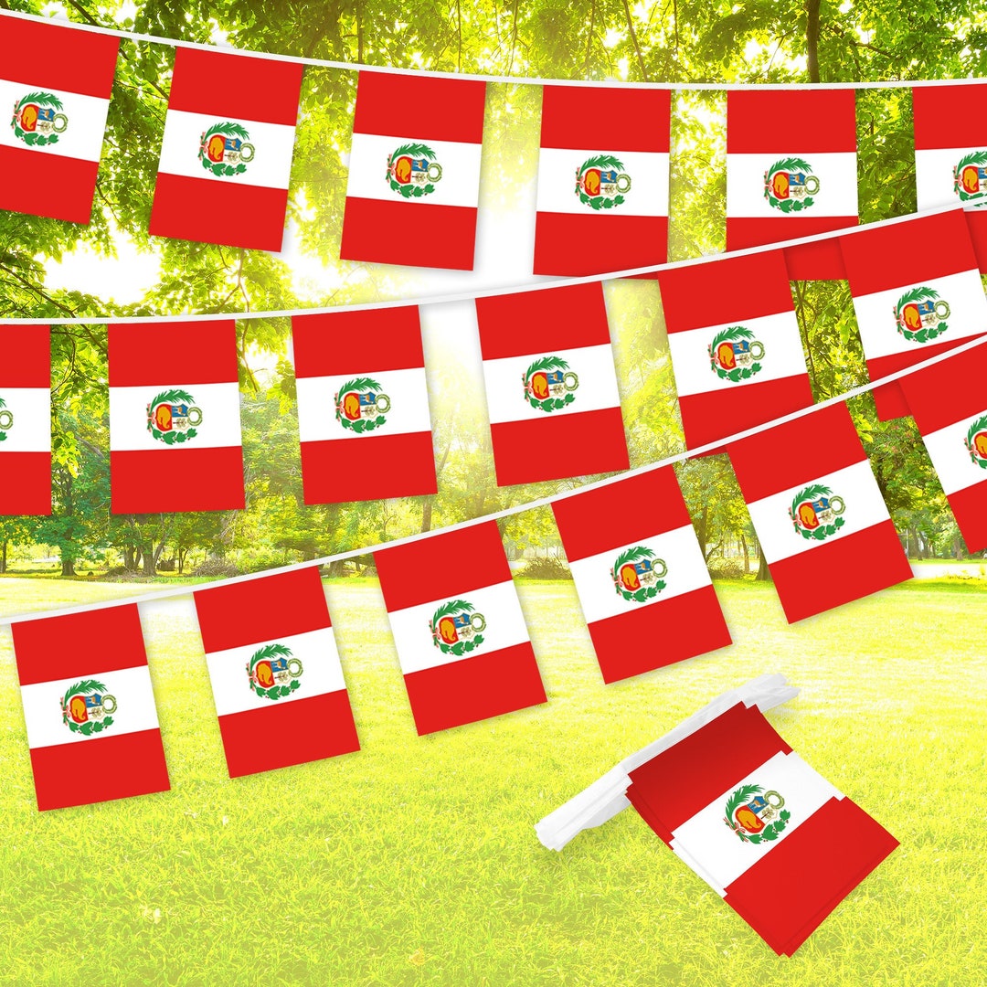 Peruvian Flag Bunting Banner: 33 Ft Polyester String Flags - Etsy