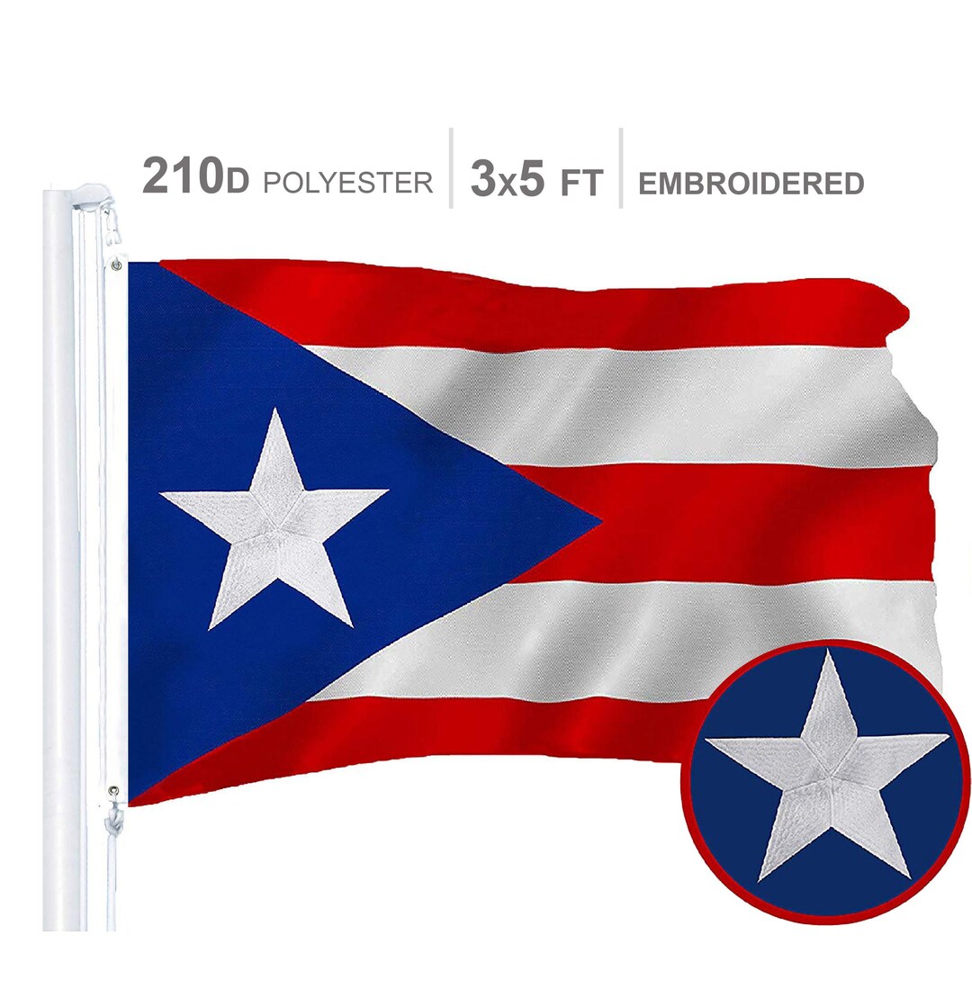 Puerto Rico (puerto Rican) Flag 210D Embroidered Polyester 3x5 Ft - Etsy