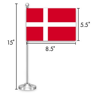 Danish Desk Flag: Denmark Deluxe Set With Metal Pole - Etsy