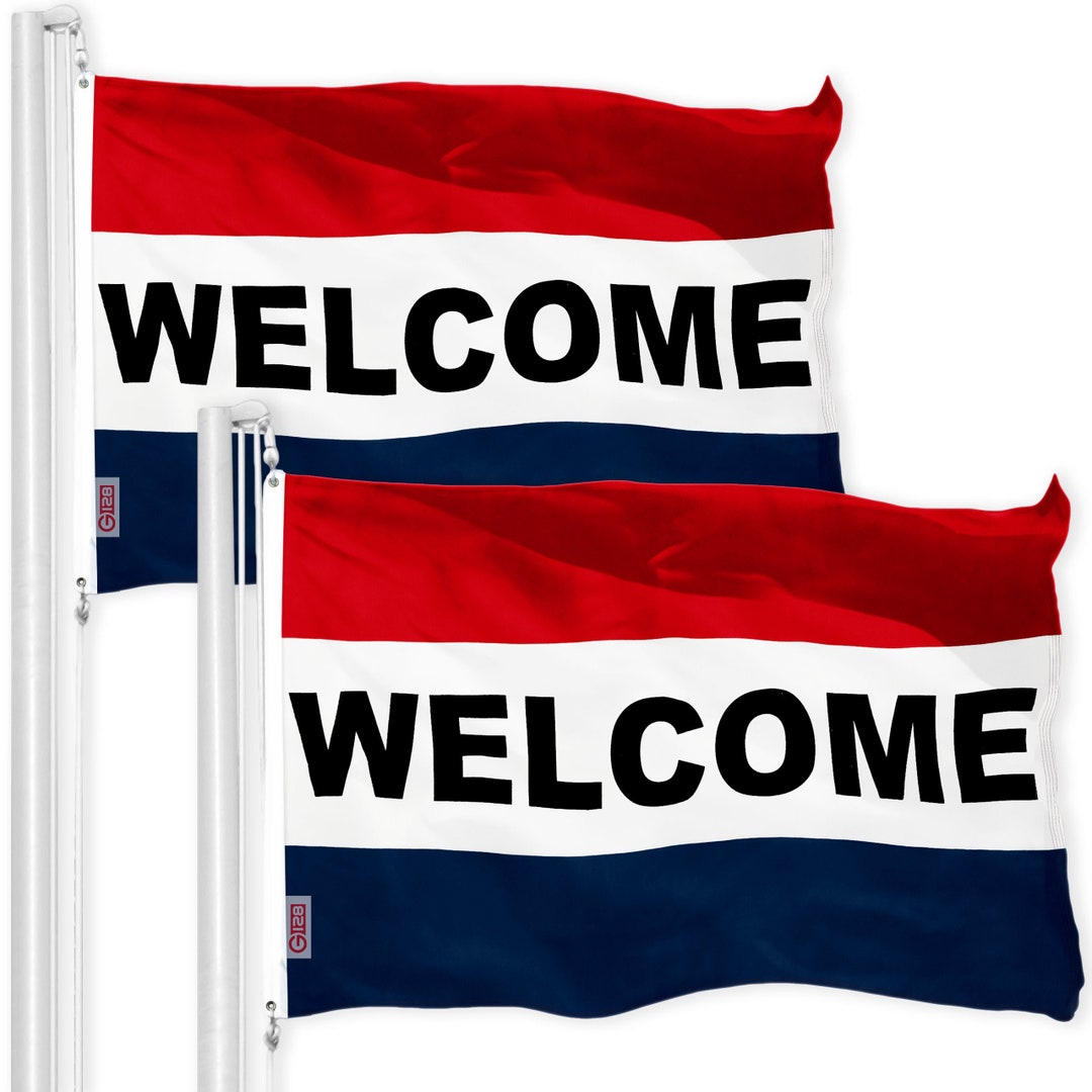 Welcome Sign Business Flag 3x5ft 2-pack Printed 150D Polyester by G128 ...