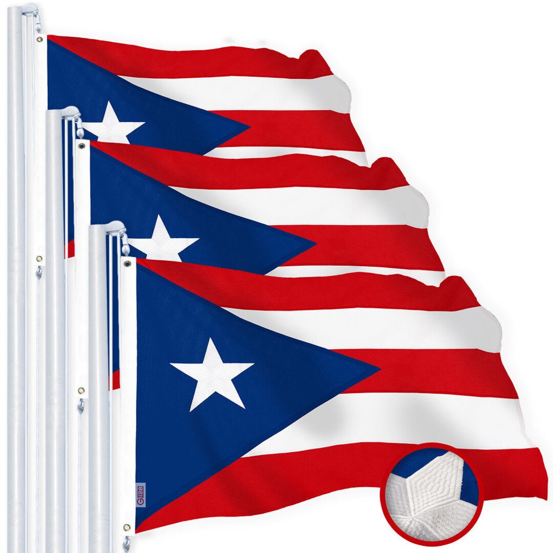 G128 3 Pack: Puerto Rico Puerto Rican PR Flag 3x5 Ft Embroidered 220GSM ...
