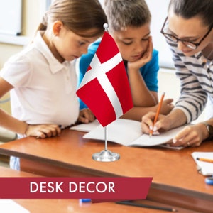 Danish Desk Flag: Denmark Deluxe Set With Metal Pole - Etsy
