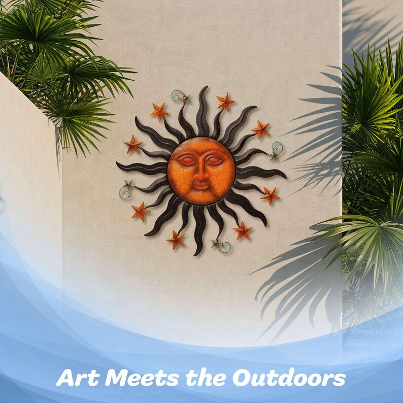 24" Sun Face Metal Wall Art: Indoor Outdoor Sculpture - Etsy