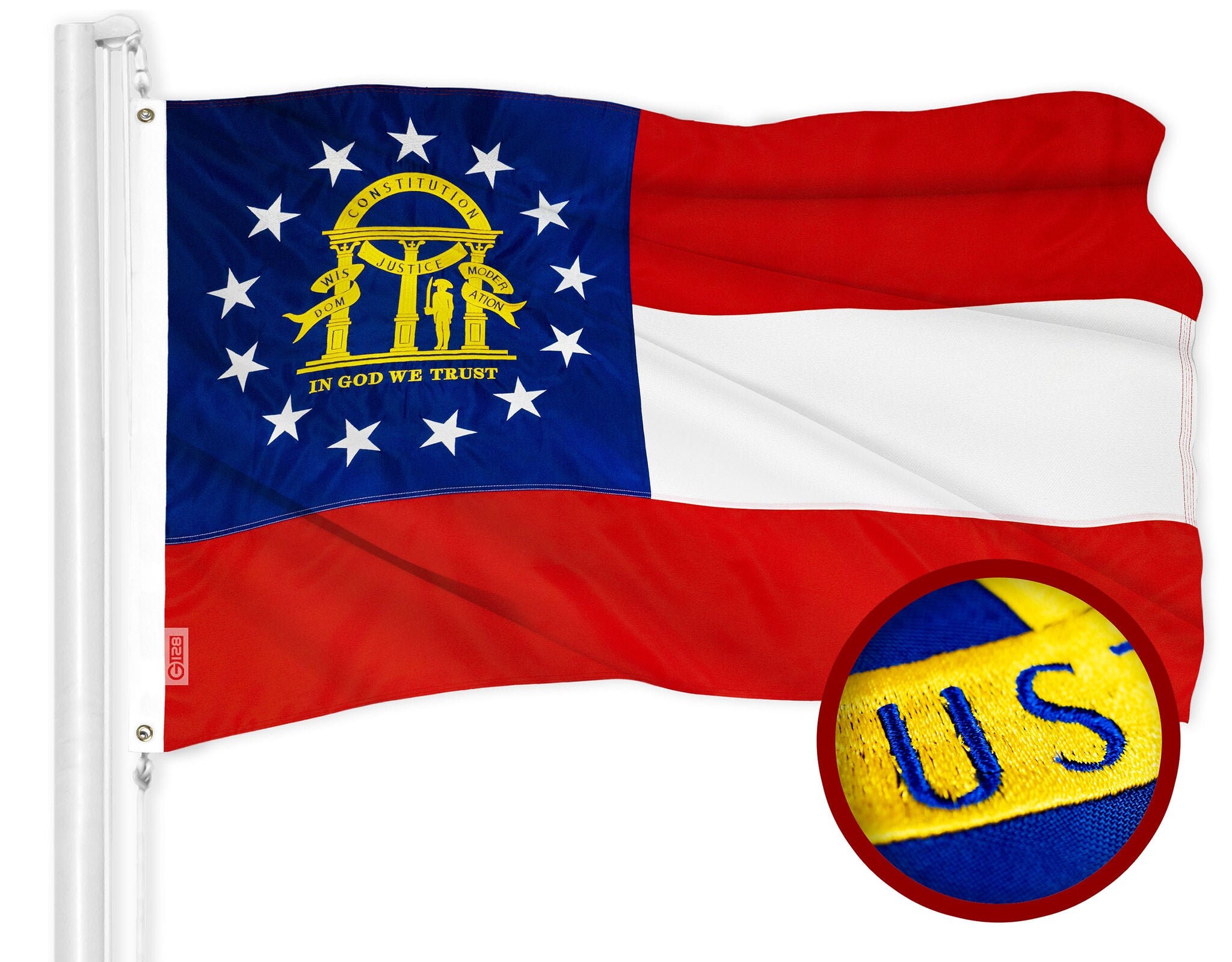 G128 Georgia State Flag 4x6 Ft Toughweave Series Embroidered 300D ...