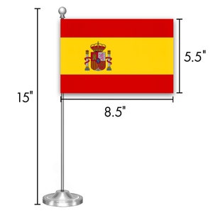 G128 Spain Spanish Deluxe Desk Flag Set | 8.5x5.5 in | Printed 300D ...