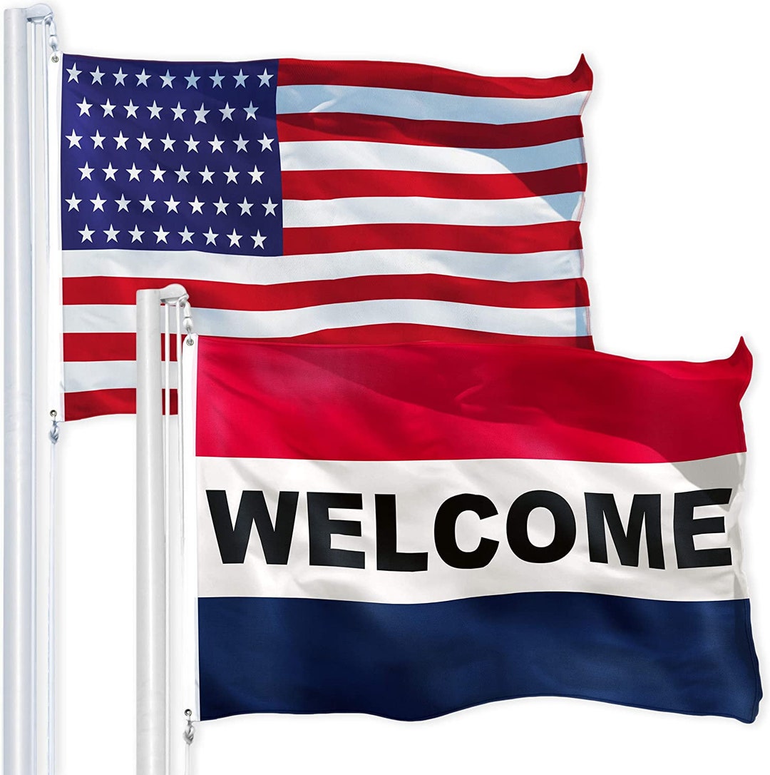 American Flag & Welcome Flag Set: 3x5 Ft 150D Polyester - Etsy