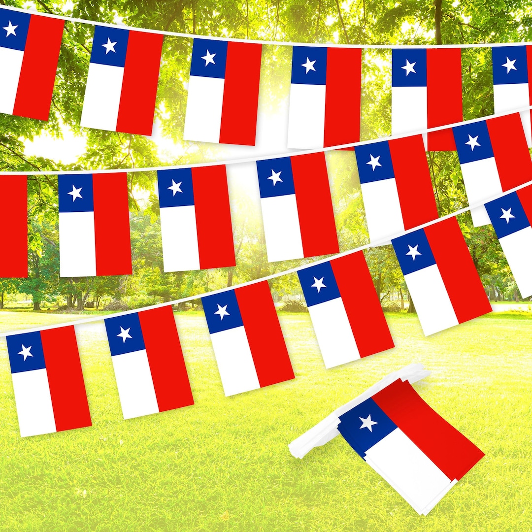 Chilean Flag Bunting Banner: 33 Ft Polyester String Flags - Etsy