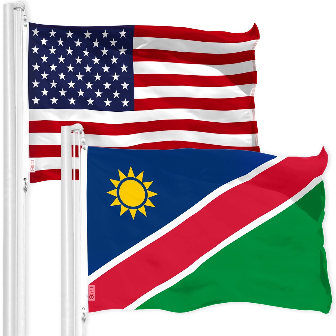 G128 Combo Pack: American USA Flag 3x5 Ft & Namibia Namibian Flag 3x5 ...