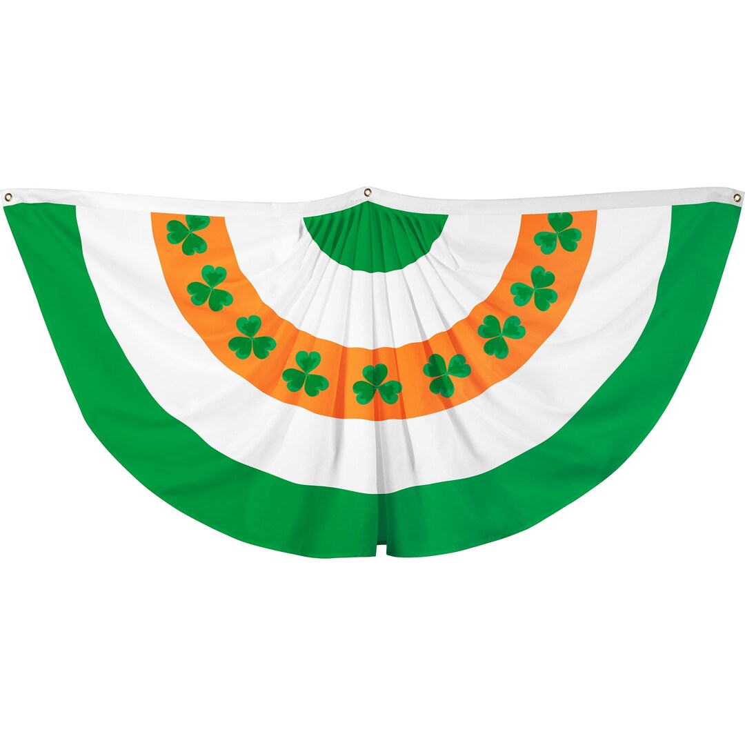 G128 Ireland Irish Shamrock Pleated Fan Flag | 2x4 Ft | Printed 150D ...