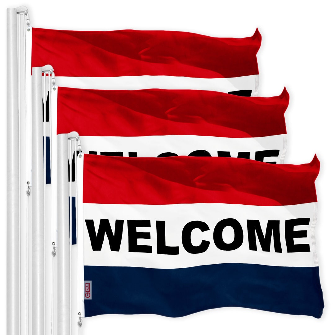 Welcome Sign Business Flag 3x5ft 3-pack Printed 150D Polyester by G128 ...