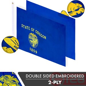 Oregon State Flag 210D Embroidered Polyester 3x5 Ft - Double Sided 2ply ...