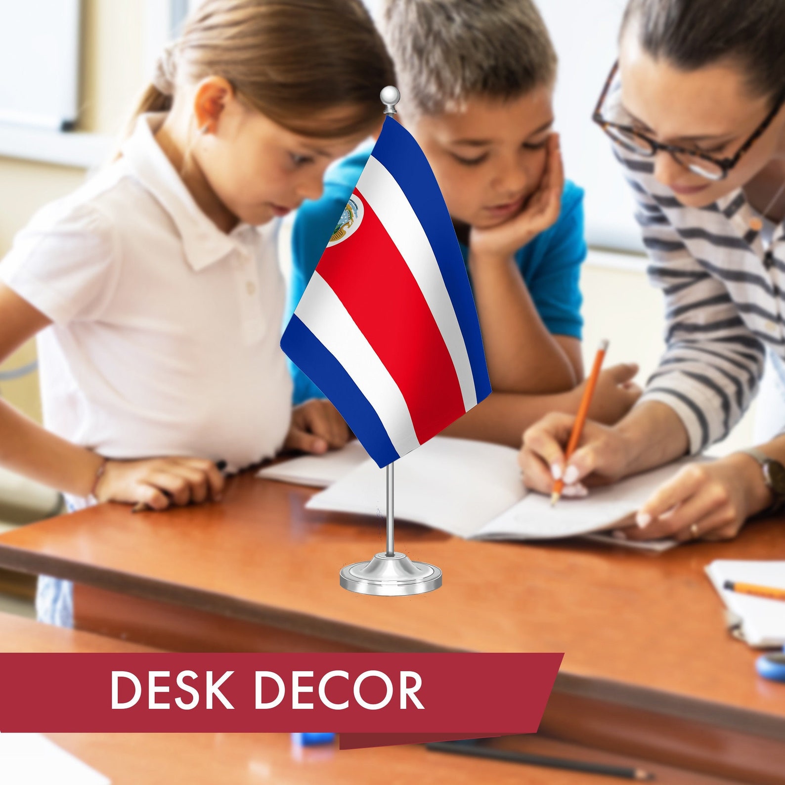 G128 Costa Rica Costa Rican Deluxe Desk Flag Set 8.5x5.5 in - Etsy