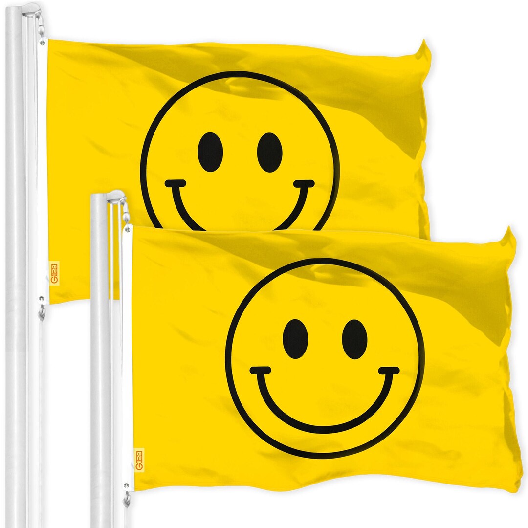 Smiley Face Flag 3x5ft 2-pack Printed 150D Polyester by G128 - Etsy