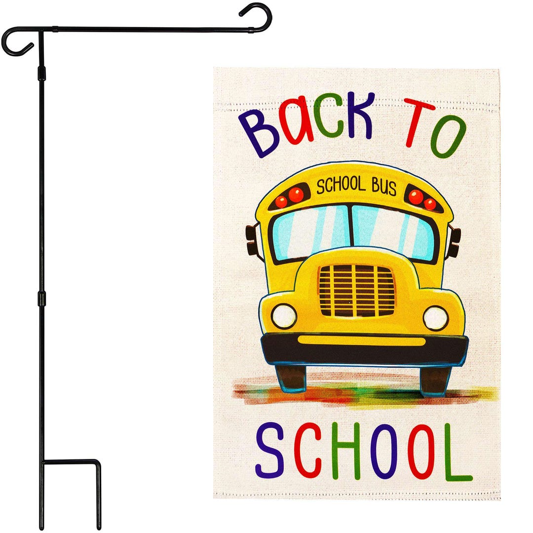 Back to School Bus Garden Flag With 36" Stand - Etsy